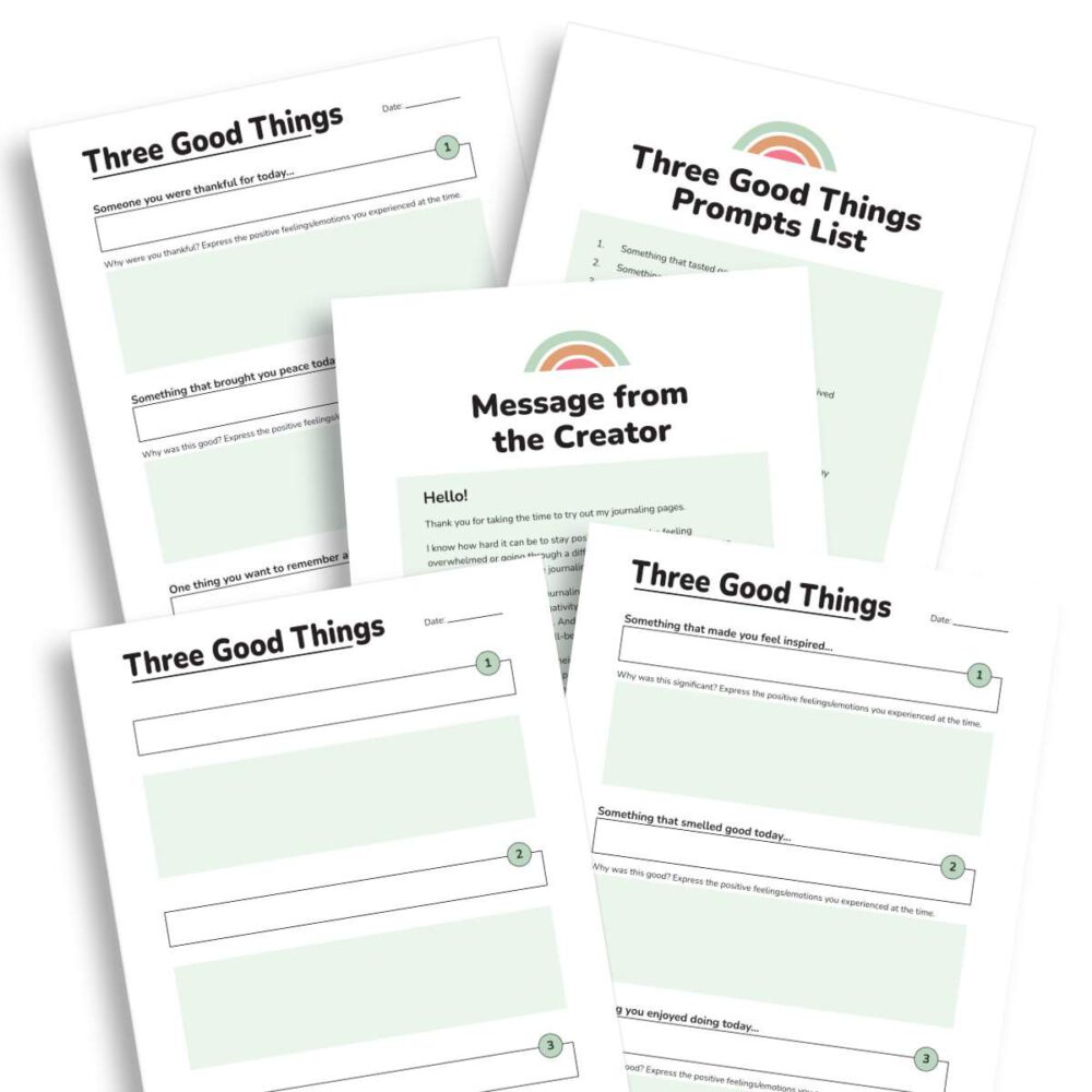 Three Good Things Printable Journal - Thriving Good Life